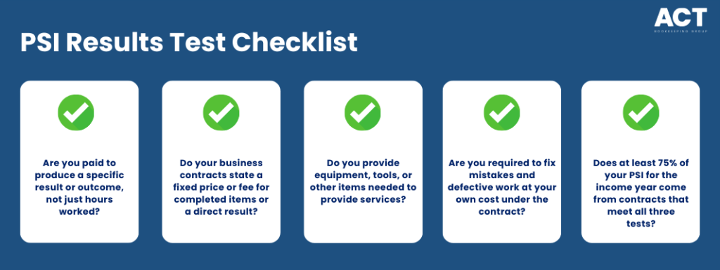 PSI Results Test Checklist Guide - ACT Bookkeeping